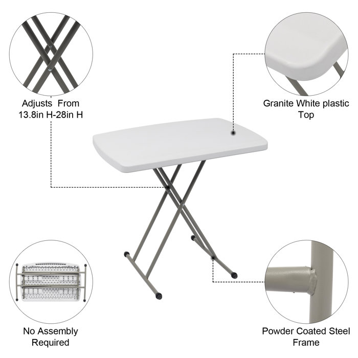 Winado 30'' Plastic Rectangular Adjustable Folding Table | Wayfair